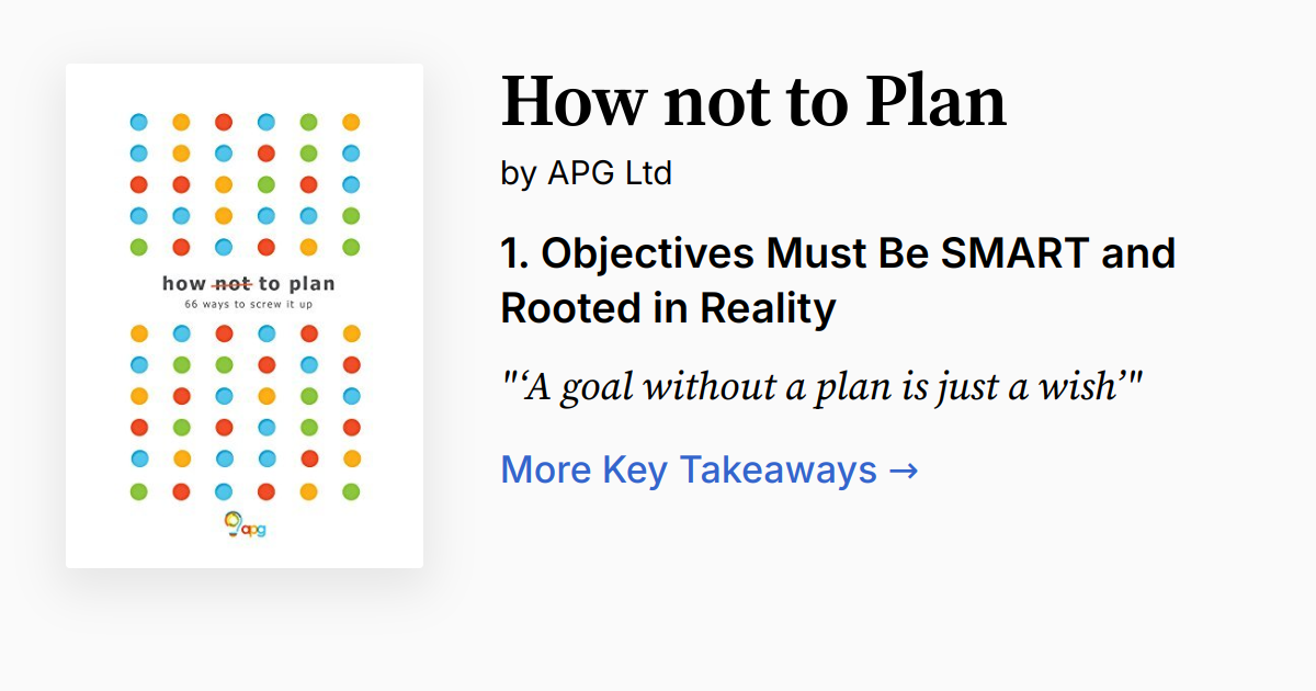 How not to Plan | Summary, Audio, Quotes