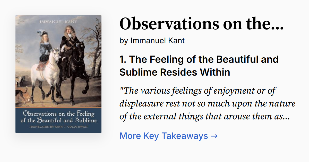 Observations on the Feeling of the Beautiful and Sublime | Summary ...