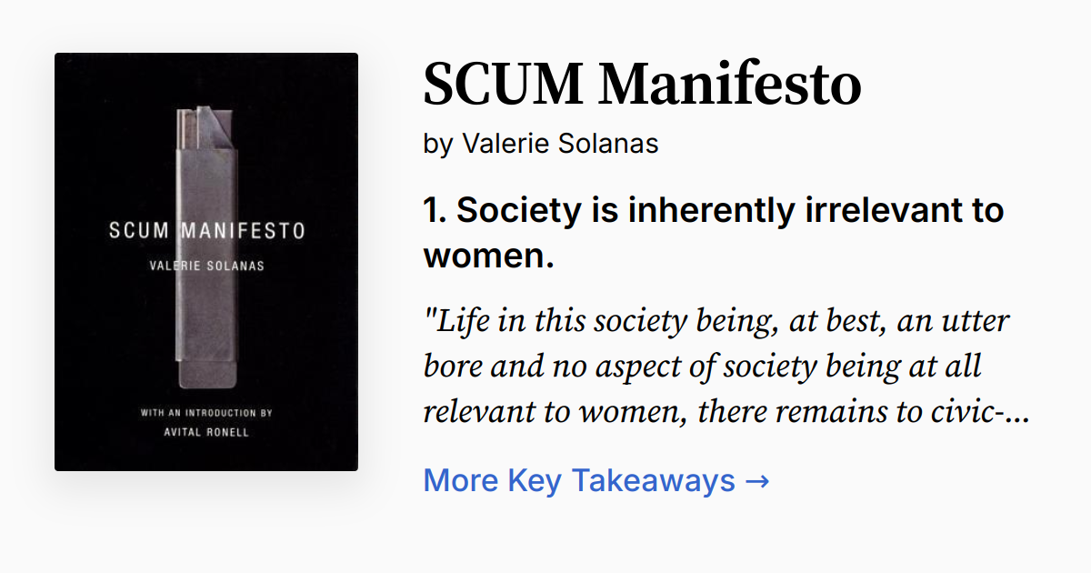 SCUM Manifesto by Valerie Solanas | Summary, Audio, Quotes