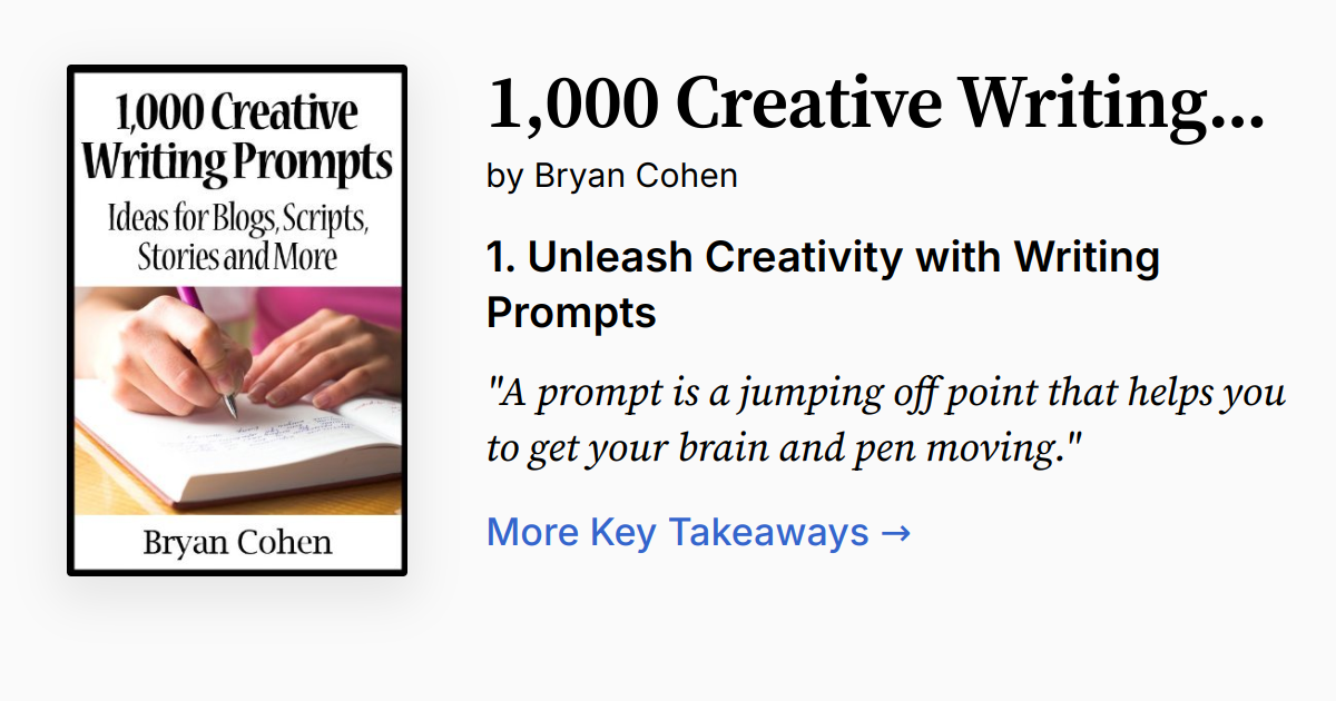 1,000 Creative Writing Prompts | Summary, Audio, Quotes, FAQ