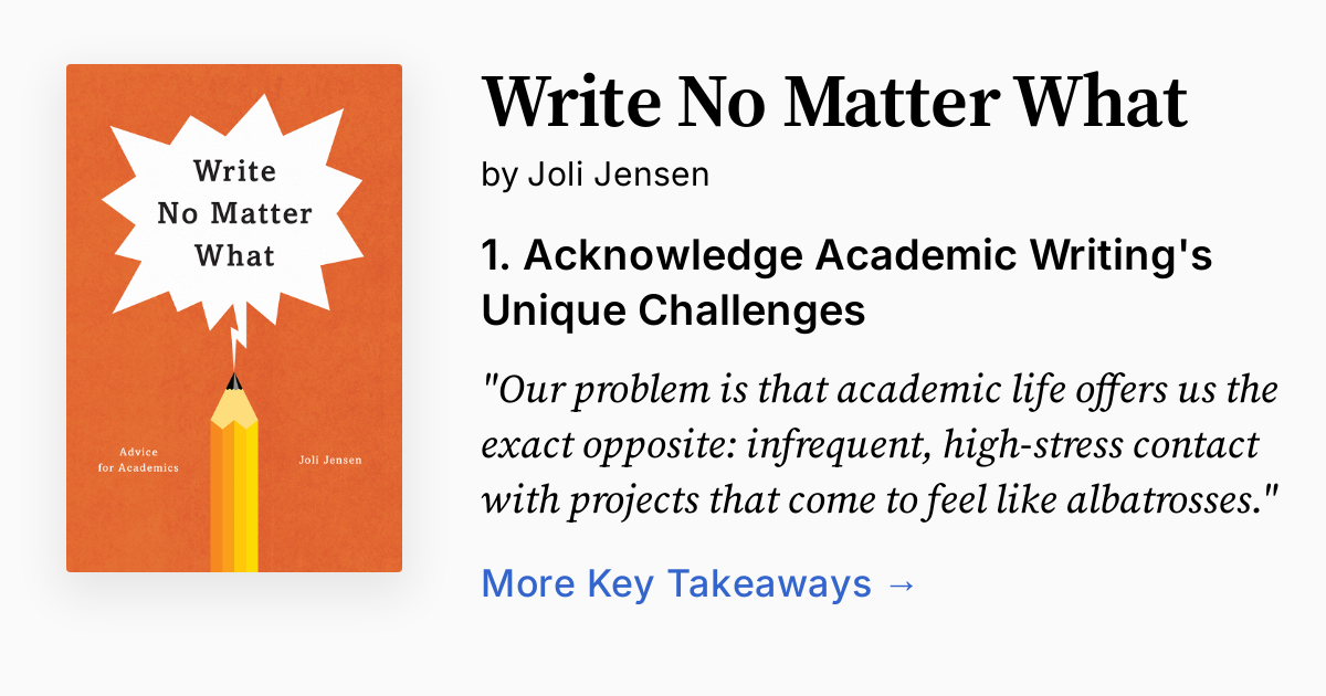 Write No Matter What | Summary, Quotes, FAQ, Audio