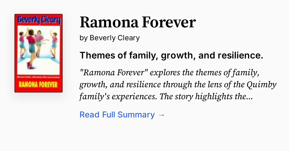 Ramona Forever by Beverly Cleary | Summary, Analysis, FAQ
