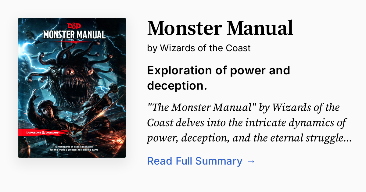 Monster Manual by Wizards of the Coast | Summary, Audio, Analysis