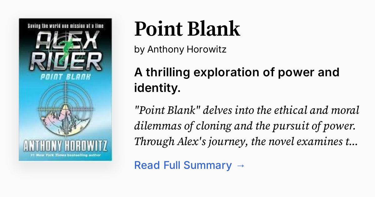 Point Blank by Anthony Horowitz | Summary, Audio, Analysis, FAQ