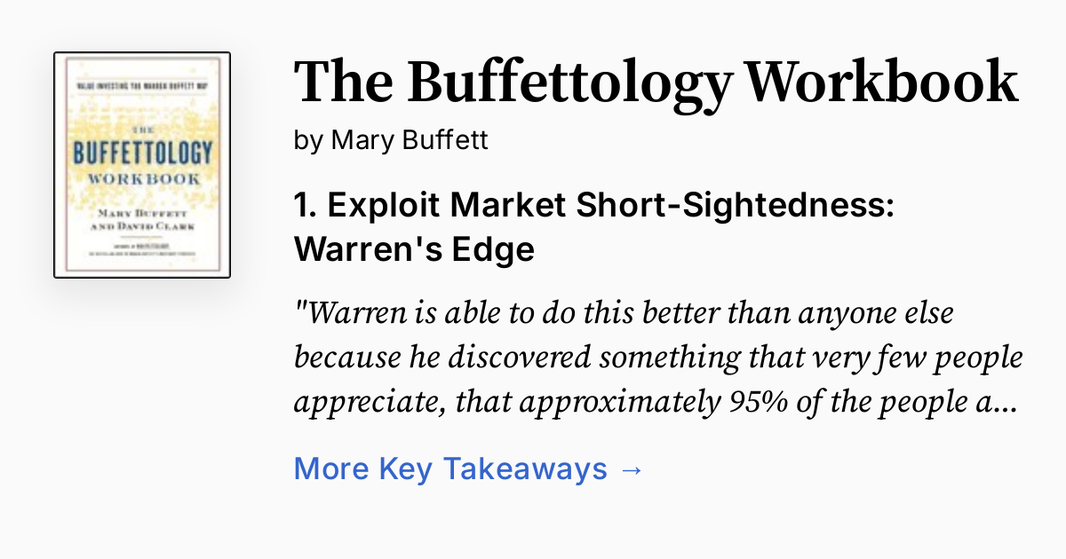 The Buffettology Workbook | Summary, Audio, Quotes