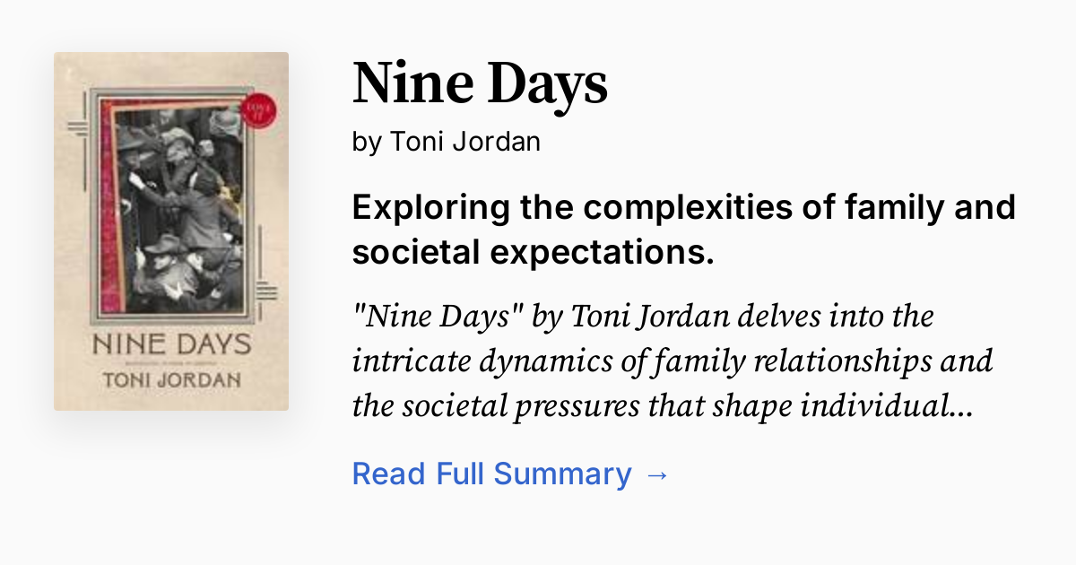 Nine Days by Toni Jordan | Summary, Analysis, FAQ