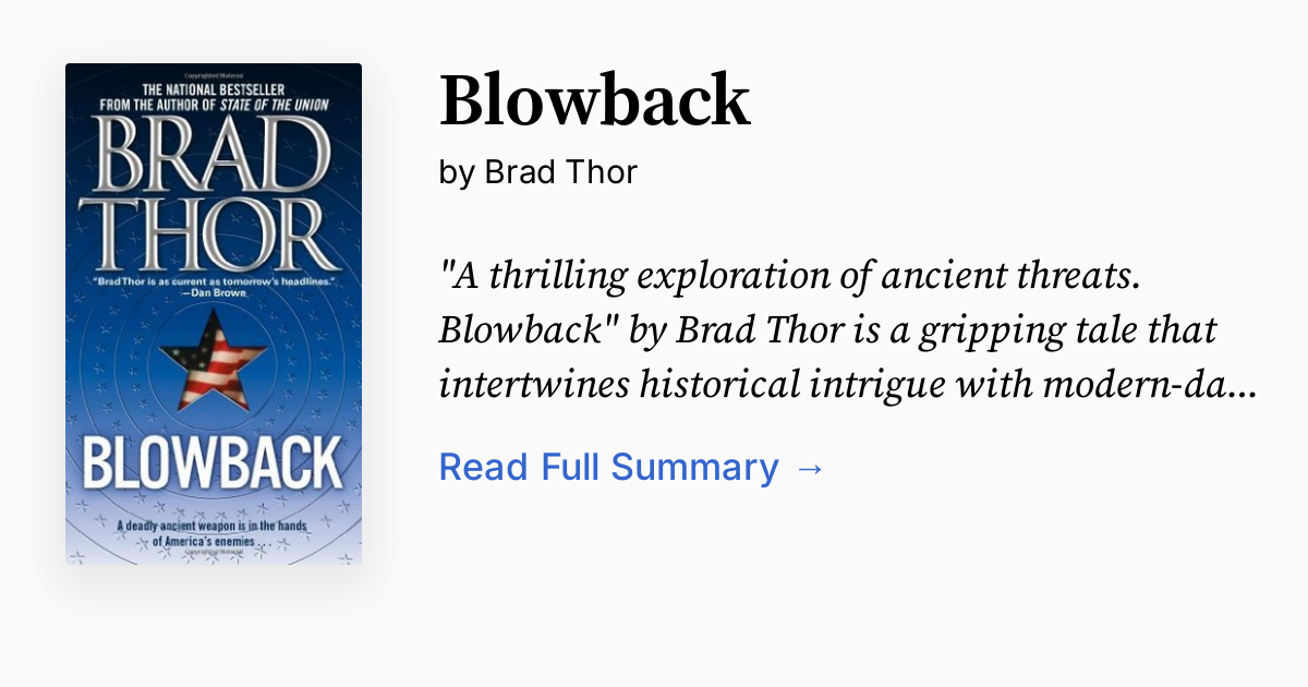 Blowback by Brad Thor | Summary, Audio, Analysis, FAQ