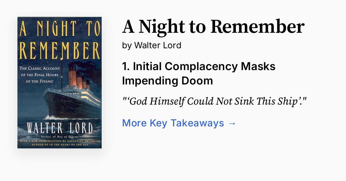 A Night to Remember | Summary, Audio, Quotes, FAQ