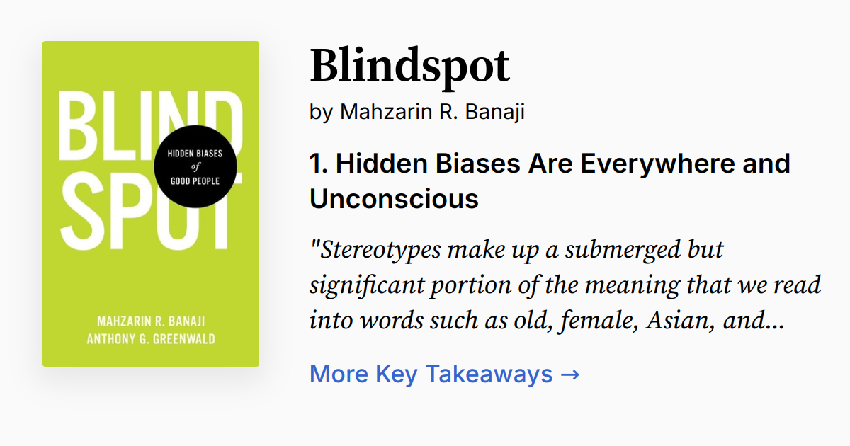 Blindspot by Mahzarin R. Banaji | Summary, Audio, Quotes, FAQ