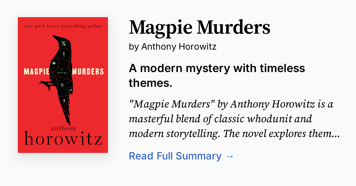Magpie Murders by Anthony Horowitz | Summary, Analysis, FAQ