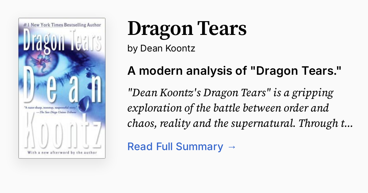 Dragon Tears by Dean Koontz | Summary, Audio, Analysis, FAQ