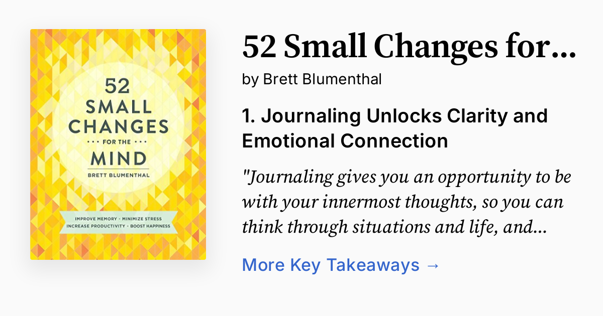 52 Small Changes for the Mind | Summary, Audio, Quotes
