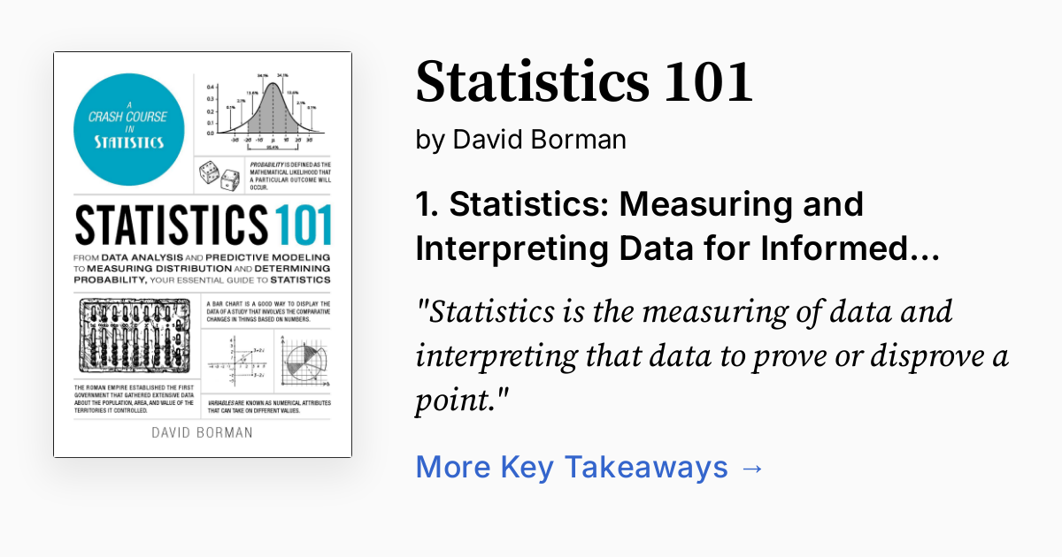 Statistics 101 by David Borman | Summary, Quotes, FAQ, Audio