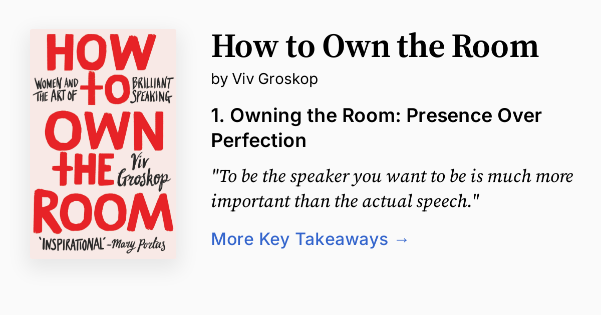 How to Own the Room | Summary, Quotes, FAQ, Audio