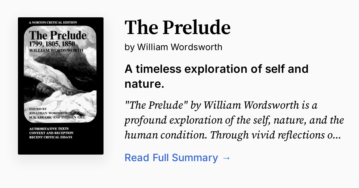 The Prelude by William Wordsworth | Summary, Analysis