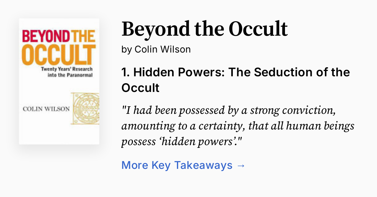 Beyond the Occult | Summary, Quotes, Audio