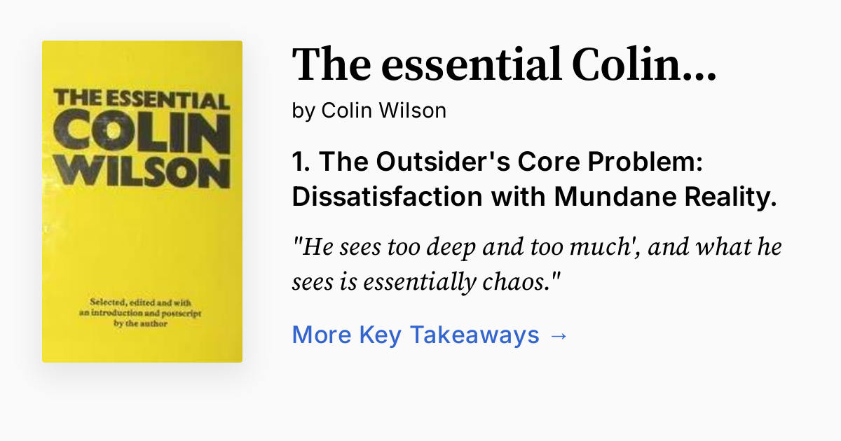 The essential Colin Wilson | Summary, Quotes, Audio