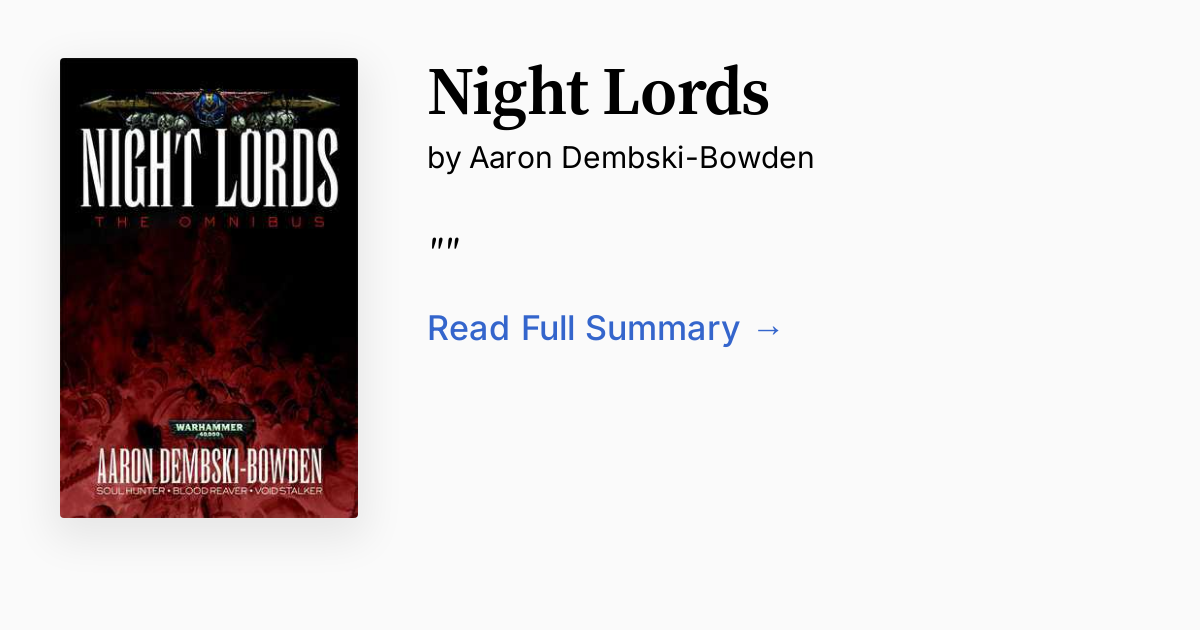 Night Lords by Aaron Dembski-Bowden | Summary, Analysis, FAQ