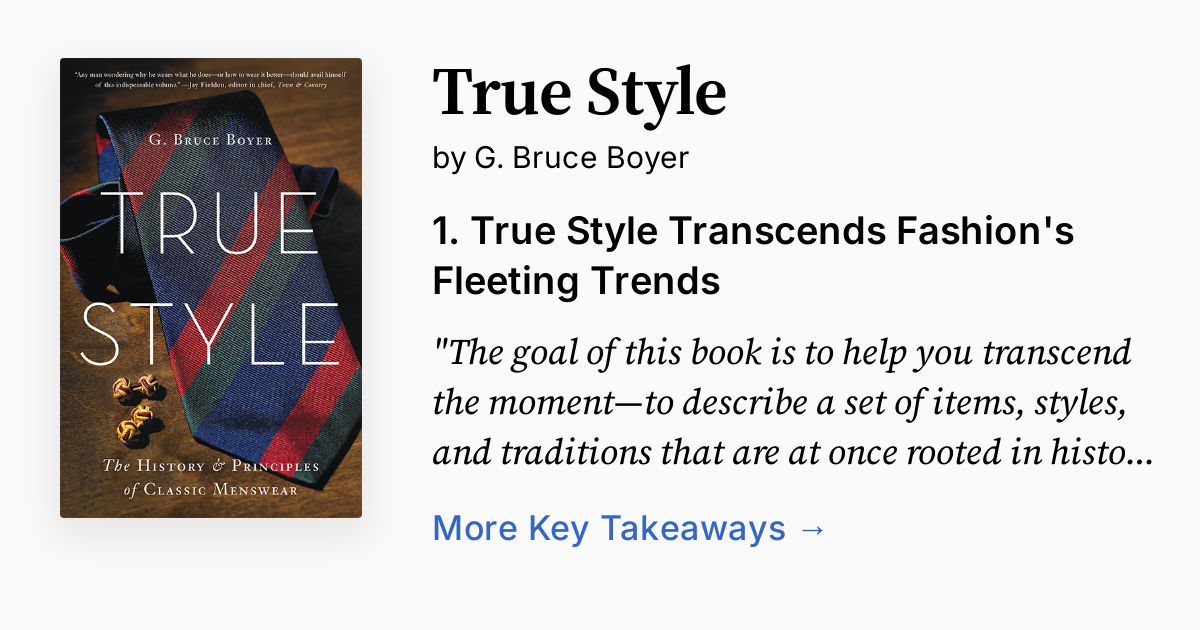 True Style by G. Bruce Boyer | Summary, Audio, Quotes, FAQ