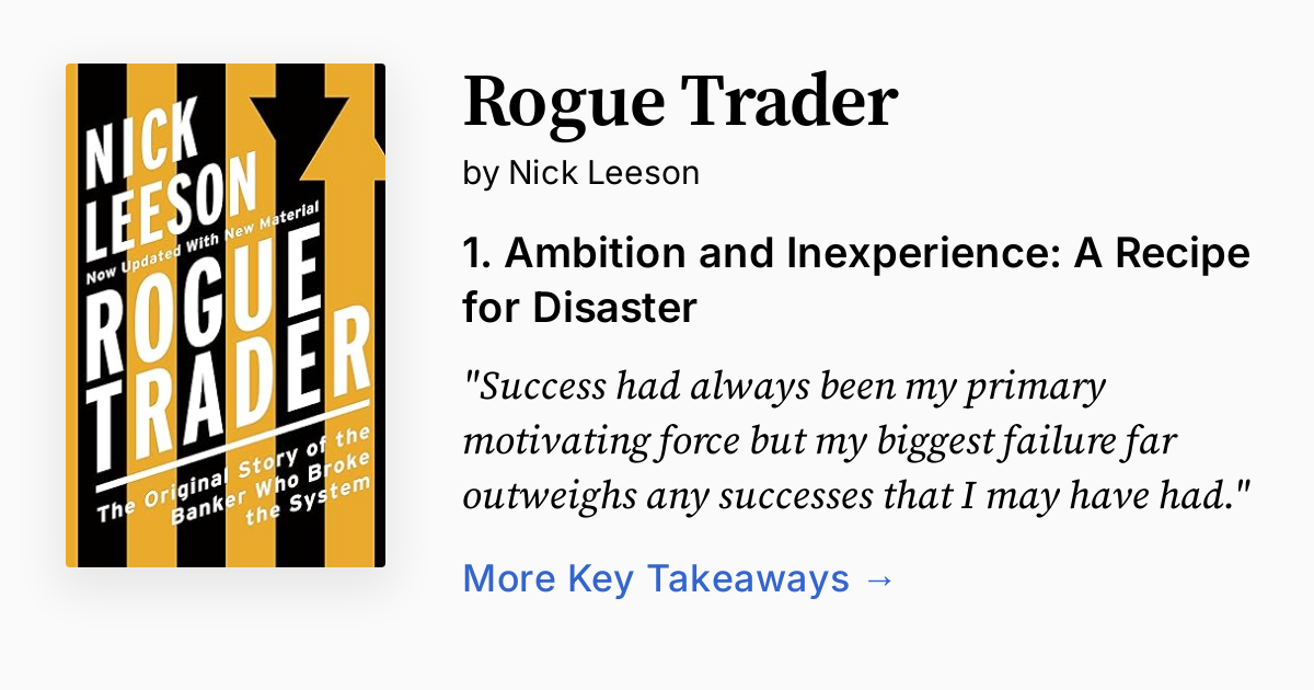 Rogue Trader by Nick Leeson | Summary, Audio, Quotes