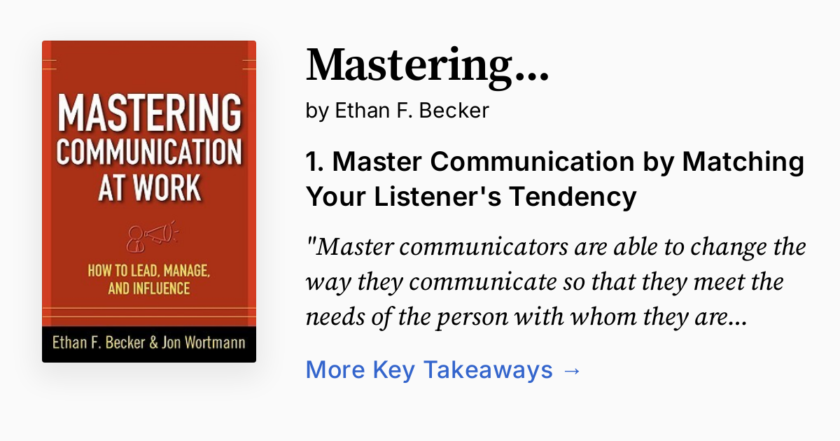 Mastering Communication at Work | Summary, Audio, Quotes