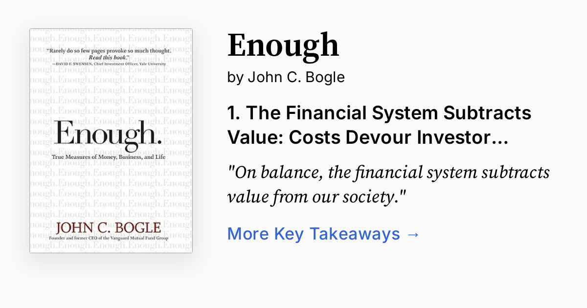 Enough by John C. Bogle | Summary, Audio, Quotes