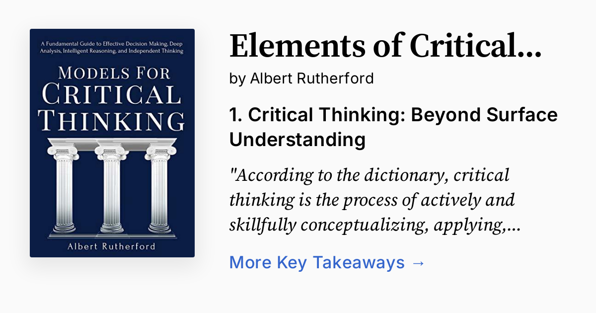 Elements of Critical Thinking | Summary, Quotes, FAQ, Audio