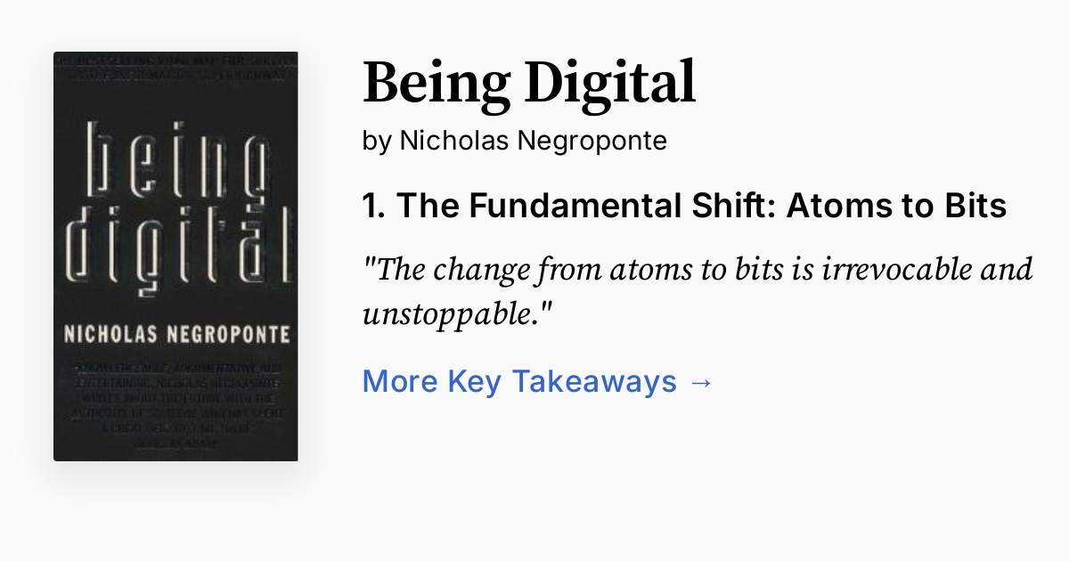 Being Digital by Nicholas Negroponte | Summary, Audio, Quotes, FAQ