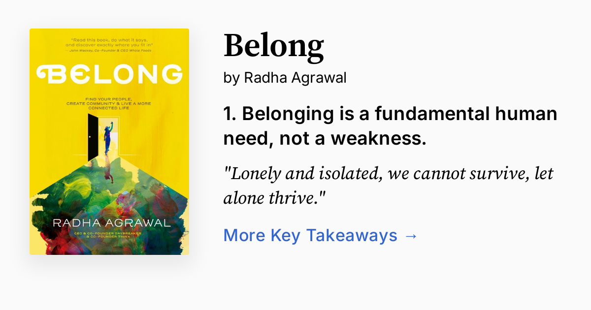 Belong by Radha Agrawal | Summary, Audio, Quotes
