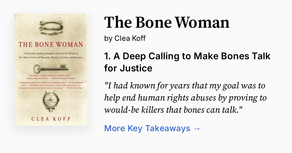 The Bone Woman by Clea Koff | Summary, Quotes, Audio
