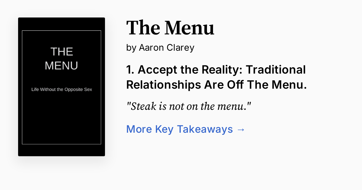 The Menu by Aaron Clarey | Summary, Audio, Quotes, FAQ
