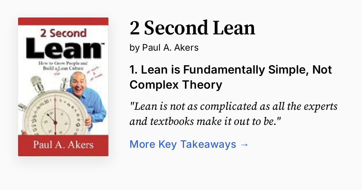 2 Second Lean by Paul A. Akers | Résumé, Audio, Quotes, FAQ