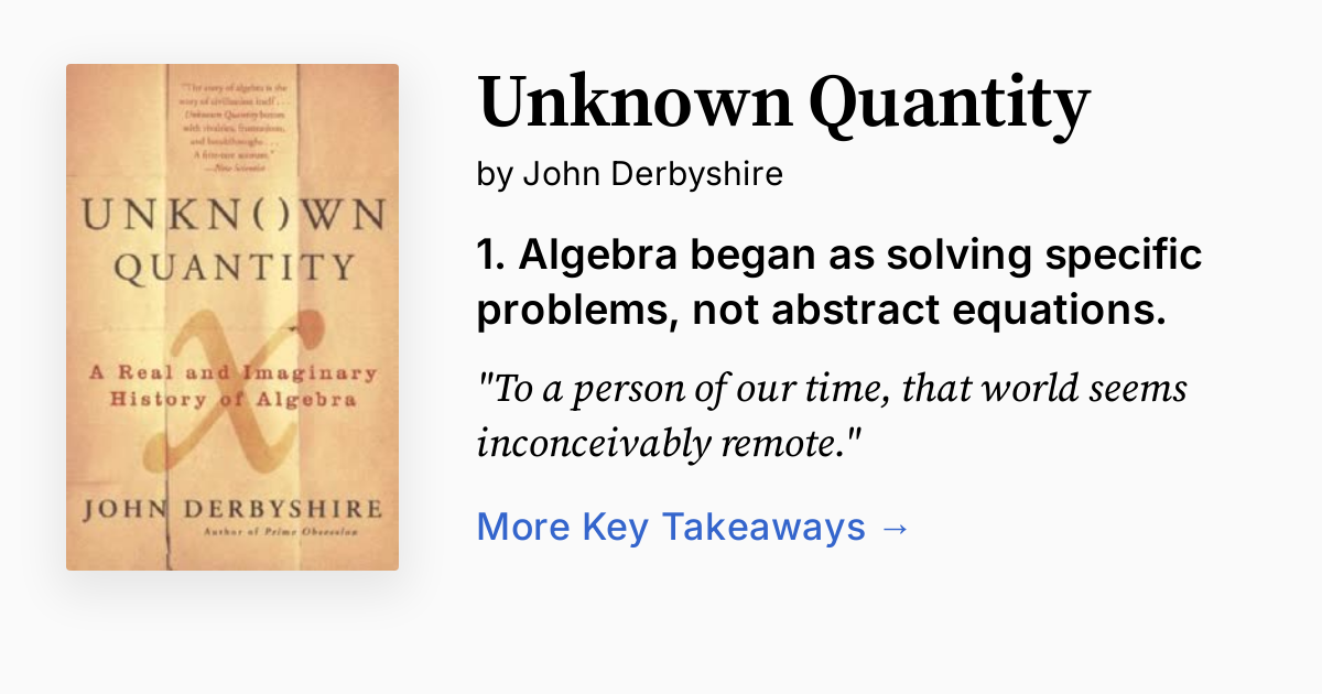 Unknown Quantity | Summary, Audio, Quotes