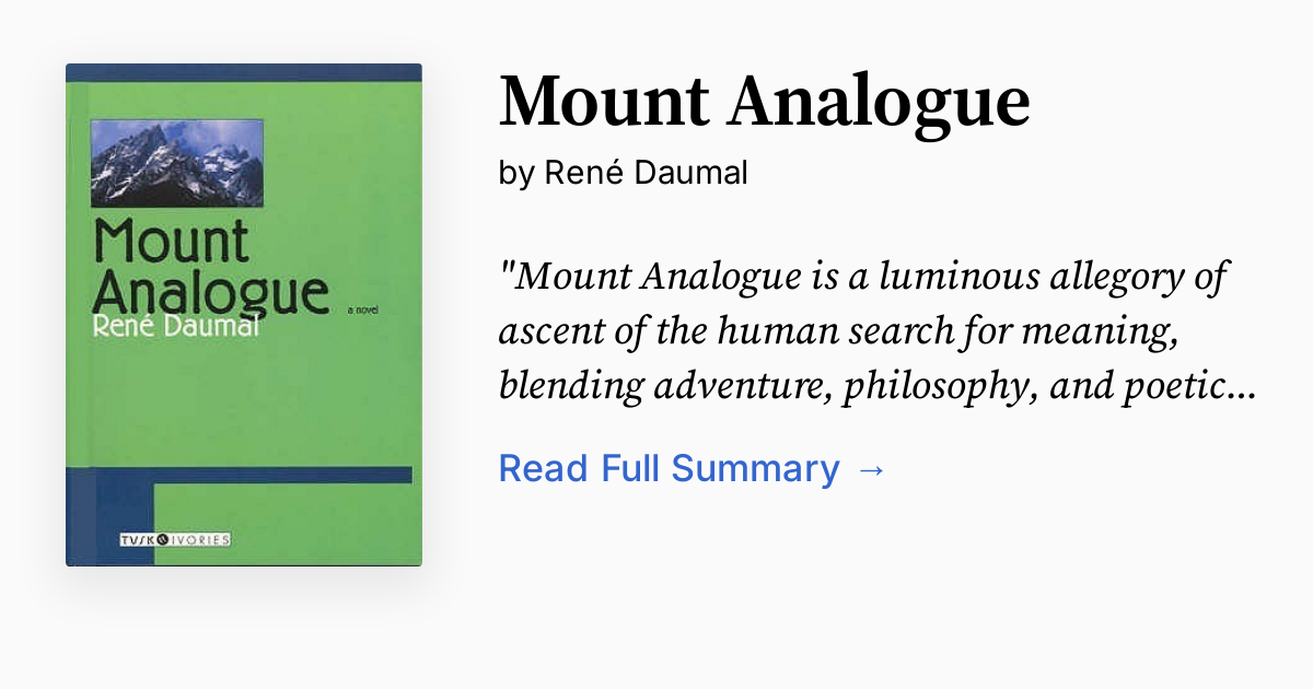 Mount Analogue by René Daumal | Summary, Audio, Analysis