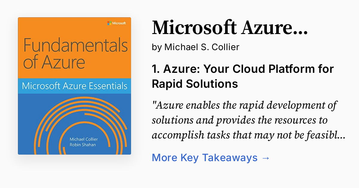 Microsoft Azure Essentials - Fundamentals of Azure | Summary, Quotes, Audio