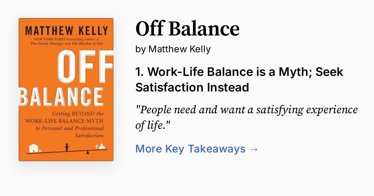Off Balance by Matthew Kelly | Summary, Audio, Quotes