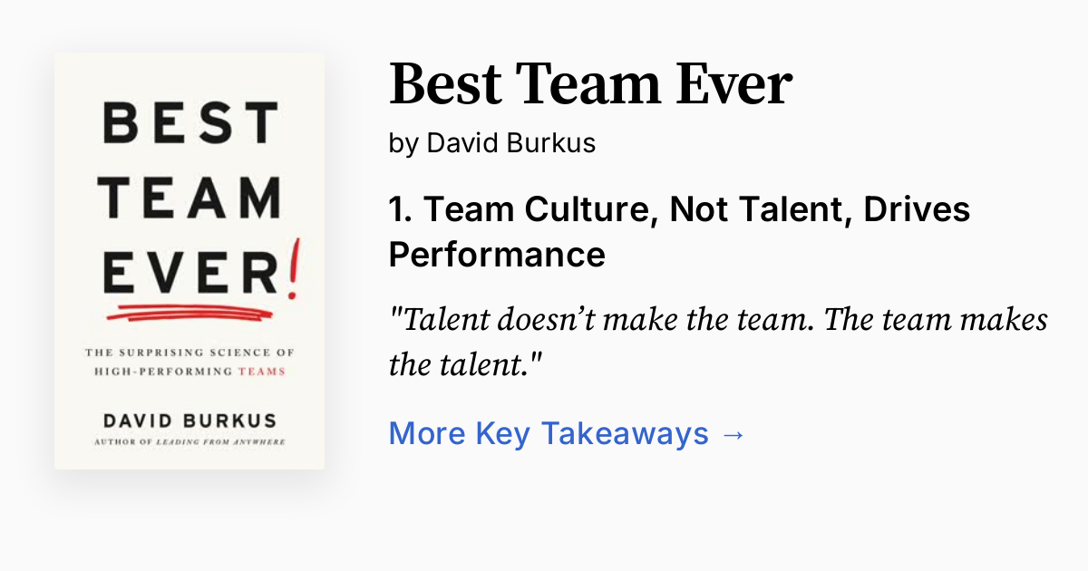 Best Team Ever by David Burkus | Summary, Audio, Quotes, FAQ