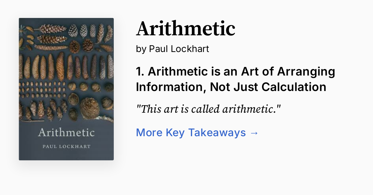 Arithmetic by Paul Lockhart | Summary, Audio, Quotes