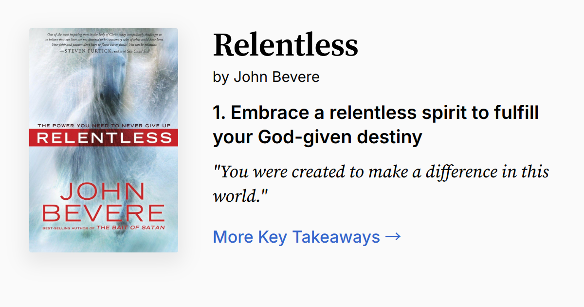 Relentless by John Bevere | Summary, Audio, Quotes, FAQ