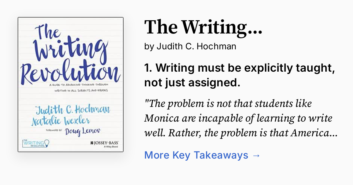 The Writing Revolution | Summary, Audio, Quotes, FAQ