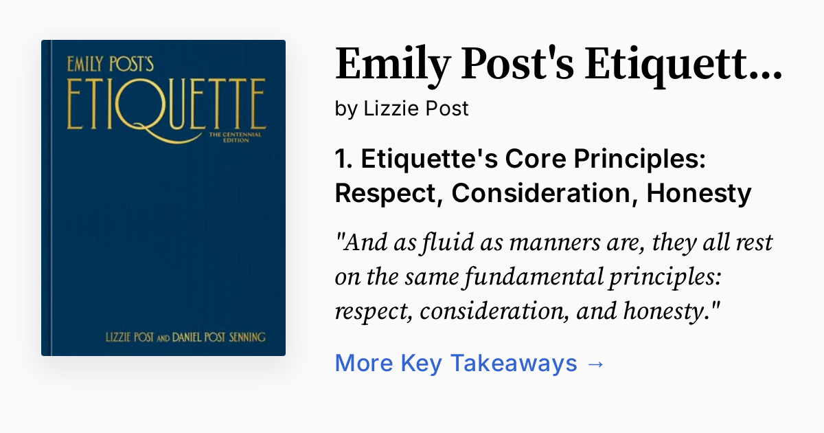 Emily Post's Etiquette, The Centennial Edition | Summary, Quotes, FAQ ...