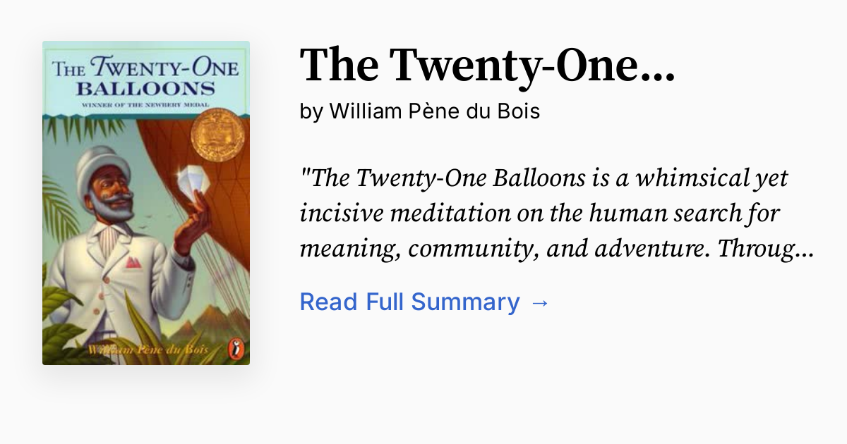 The Twenty-One Balloons | Summary, Analysis, FAQ