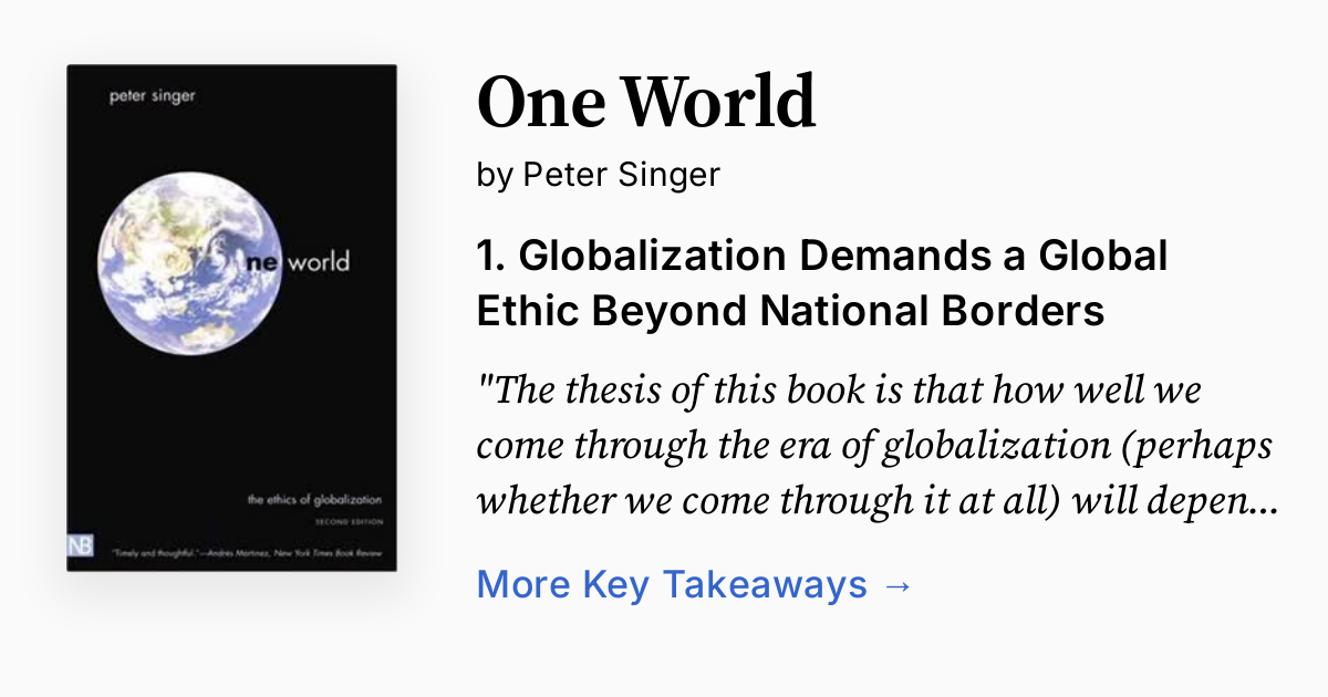 One World by Peter Singer | Summary, Audio, Quotes