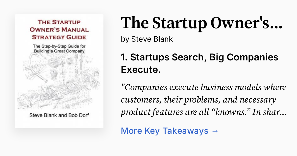 The Startup Owner's Manual Strategy Guide | Summary, Audio, Quotes, FAQ