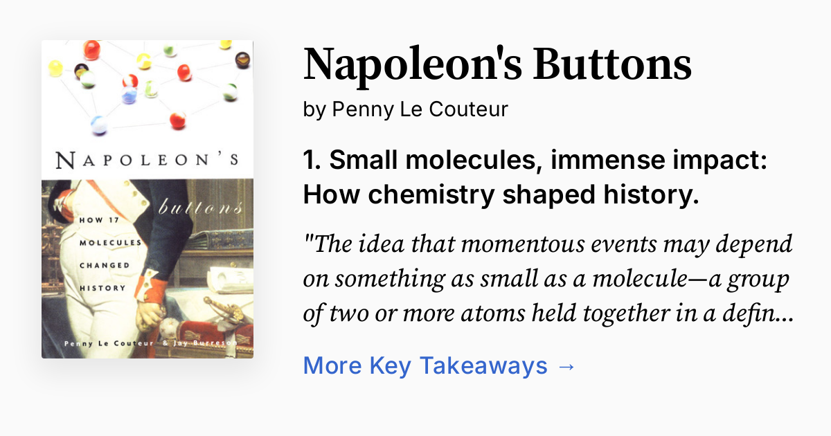 Napoleon's Buttons | Summary, Quotes, FAQ, Audio