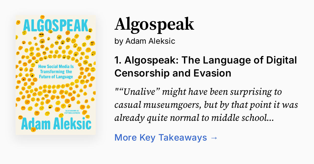 Algospeak by Adam Aleksic | Summary, Quotes, FAQ, Audio