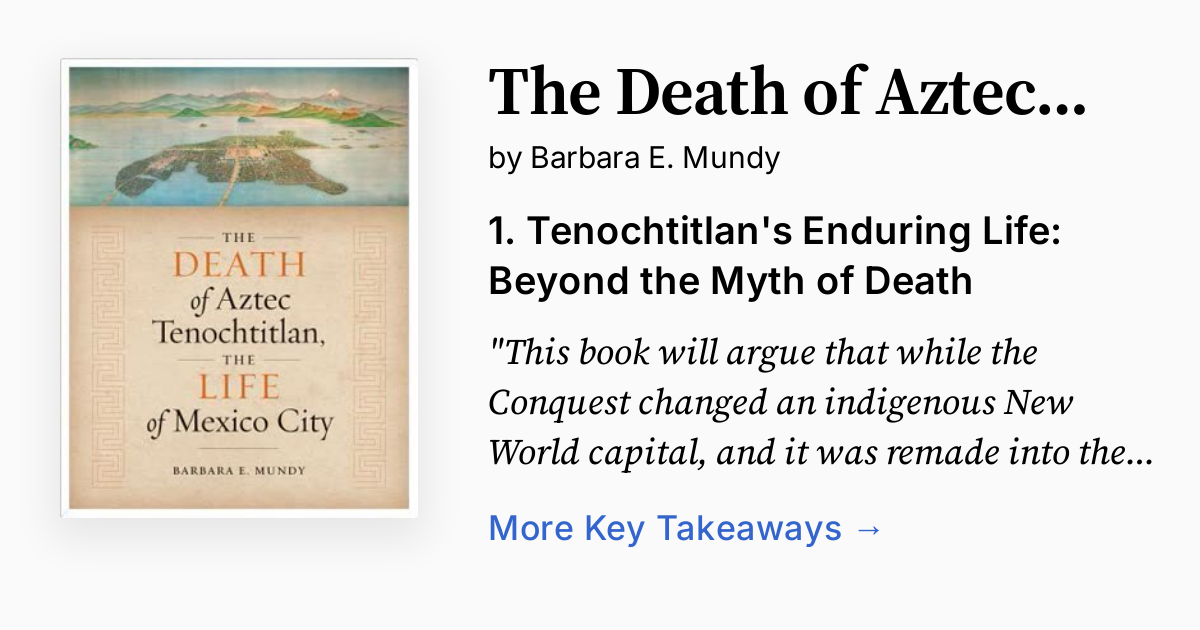 The Death of Aztec Tenochtitlan, the Life of Mexico City | Summary ...
