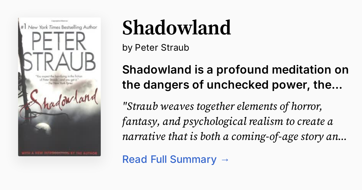 Shadowland by Peter Straub | Summary, Audio, Analysis