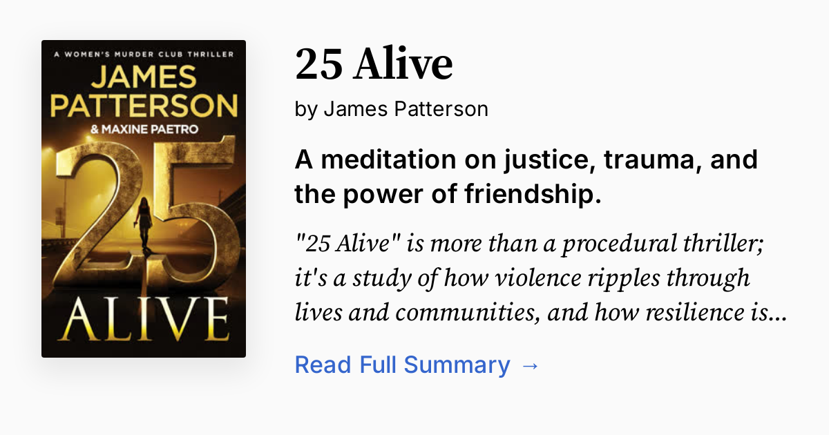 25 Alive by James Patterson | Summary, Audio, Analysis
