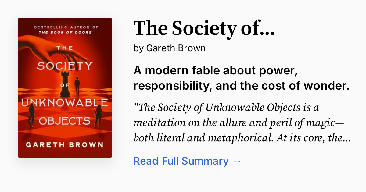 The Society of Unknowable Objects | Summary, Analysis